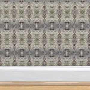 Spoonflower Du B Chicken Feathers Abstract 66 Cv1 100% Natural Sisal Grasscloth Wallcovering - Green
