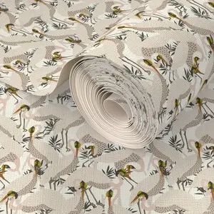 Spoonflower Heron Small 100% Natural Sisal Grasscloth Wallcovering - White