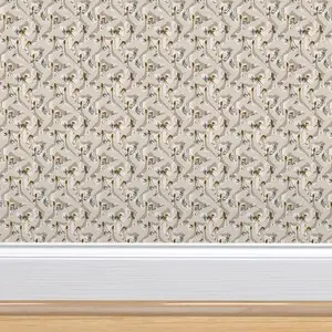 Spoonflower Heron Small 100% Natural Sisal Grasscloth Wallcovering - White