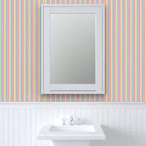 Spoonflower Pastel Stripes Vertical Colorful Stripe Custom Removable Wallpaper