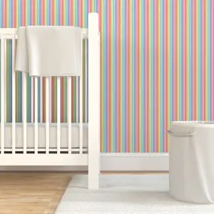 Spoonflower Pastel Stripes Vertical Colorful Stripe Custom Removable Wallpaper