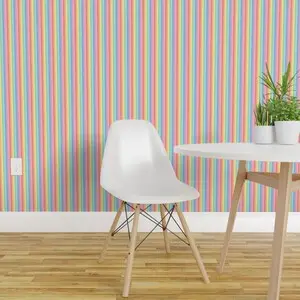 Spoonflower Pastel Stripes Vertical Colorful Stripe Custom Removable Wallpaper