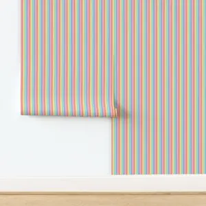 Spoonflower Pastel Stripes Vertical Colorful Stripe Custom Removable Wallpaper