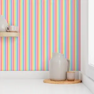 Spoonflower Pastel Stripes Vertical Colorful Stripe Custom Removable Wallpaper