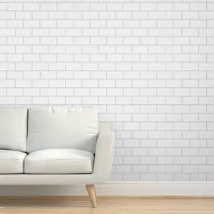 Spoonflower Tile White Brick Retro Custom Pre-pasted Wallpaper