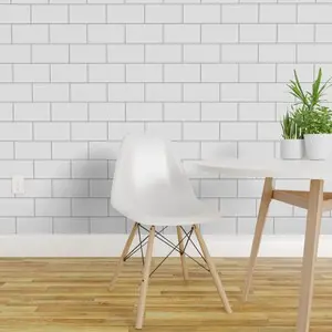 Spoonflower Tile White Brick Retro Custom Pre-pasted Wallpaper