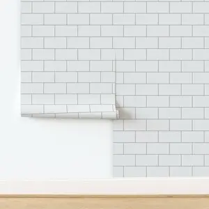 Spoonflower Tile White Brick Retro Custom Pre-pasted Wallpaper
