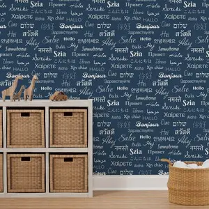 Spoonflower Panetone Coconut Milk World Languages Hello Custom Pre-pasted Wallpaper