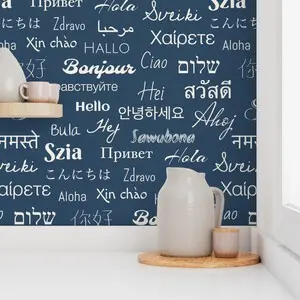 Spoonflower Panetone Coconut Milk World Languages Hello Custom Pre-pasted Wallpaper