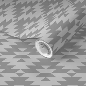 Spoonflower Diamond Zigzag Geometric Greyscale Custom Removable Wallpaper - Gray