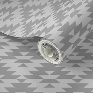 Spoonflower Diamond Zigzag Geometric Greyscale Custom Removable Wallpaper - Gray