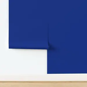 Spoonflower Seattle Seahawks Royal Buffalo Bills Solid Custom Pre-pasted Wallpaper - Blue