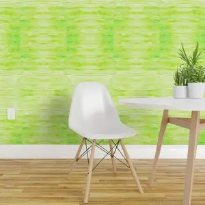 Spoonflower Chartreuse Lime Light Watercolor Solid Custom Pre-pasted Wallpaper
