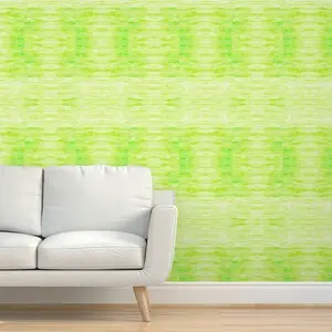 Spoonflower Chartreuse Lime Light Watercolor Solid Custom Pre-pasted Wallpaper