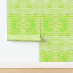 Spoonflower Chartreuse Lime Light Watercolor Solid Custom Pre-pasted Wallpaper