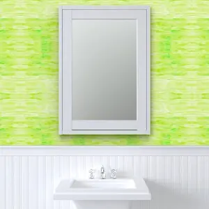 Spoonflower Chartreuse Lime Light Watercolor Solid Custom Pre-pasted Wallpaper