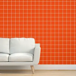 Spoonflower Flame White 4 Inch Grid 100% Natural Sisal Grasscloth Wallcovering