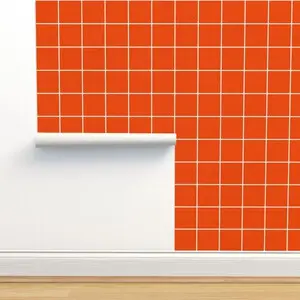 Spoonflower Flame White 4 Inch Grid 100% Natural Sisal Grasscloth Wallcovering
