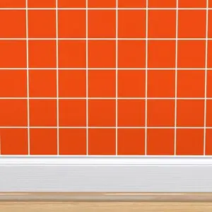 Spoonflower Flame White 4 Inch Grid 100% Natural Sisal Grasscloth Wallcovering