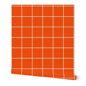 Spoonflower Flame White 4 Inch Grid 100% Natural Sisal Grasscloth Wallcovering
