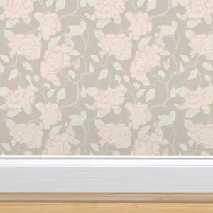 Spoonflower Fluffy Flowers ~ Champagne 100% Natural Sisal Grasscloth Wallcovering