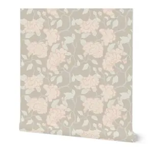 Spoonflower Fluffy Flowers ~ Champagne 100% Natural Sisal Grasscloth Wallcovering