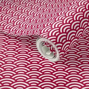 Spoonflower Scallop Circle Scale Japanese Wave Custom Removable Wallpaper - Pink,red