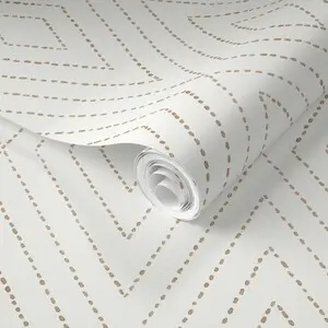 Spoonflower Diamonds Cream Lines Watercolor Dash Tribal Hand Custom Removable Wallpaper - Gray