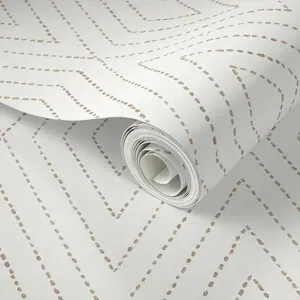 Spoonflower Diamonds Cream Lines Watercolor Dash Tribal Hand Custom Removable Wallpaper - Gray