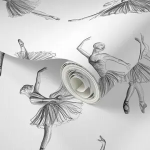 Spoonflower Ballerinas On White Big Scale Custom Removable Wallpaper