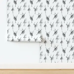 Spoonflower Ballerinas On White Big Scale Custom Removable Wallpaper