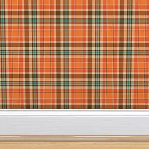 Spoonflower Fall Autumn Plaid Pattern Tartan 100% Natural Sisal Grasscloth Wallcovering