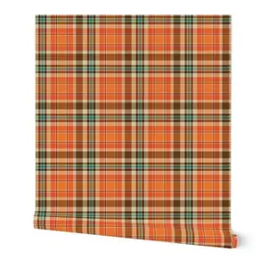 Spoonflower Fall Autumn Plaid Pattern Tartan 100% Natural Sisal Grasscloth Wallcovering
