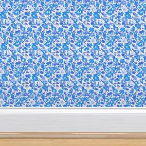 Spoonflower Flower Garden Large 100% Natural Sisal Grasscloth Wallcovering