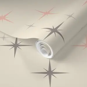 Spoonflower Starburst Mid Century Atomic Retro 1950s Custom Removable Wallpaper - Gray