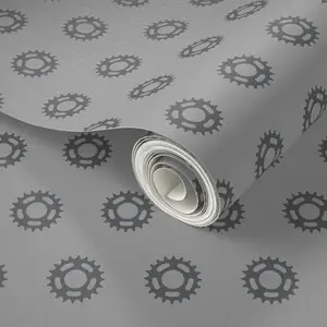 Spoonflower Bicycle Bike Ride Cogs And Gears Journey Cycling Custom Removable Wallpaper - Gray