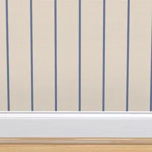 Spoonflower French Blue Stripe 1 100% Natural Sisal Grasscloth Wallcovering - Blue,white
