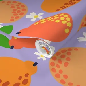 Spoonflower Lavender Orange Fruit Citrus Food Kitchen Custom Pre-pasted Wallpaper - Orange,purple
