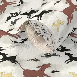 Spoonflower Free Puppies Neutrals 100% Natural Sisal Grasscloth Wallcovering - Beige