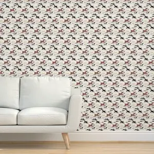 Spoonflower Free Puppies Neutrals 100% Natural Sisal Grasscloth Wallcovering - Beige
