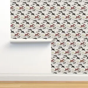 Spoonflower Free Puppies Neutrals 100% Natural Sisal Grasscloth Wallcovering - Beige