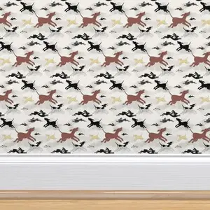 Spoonflower Free Puppies Neutrals 100% Natural Sisal Grasscloth Wallcovering - Beige