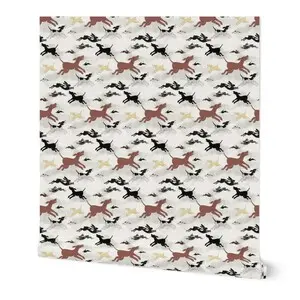 Spoonflower Free Puppies Neutrals 100% Natural Sisal Grasscloth Wallcovering - Beige