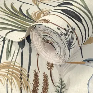Spoonflower Heron Ivory Beige 100% Natural Sisal Grasscloth Wallcovering - Ivory,beige