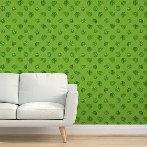 Spoonflower Polka Dots Hops Beer Leaves Botanical Block Custom Removable Wallpaper