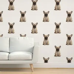 Spoonflower Frenchie 100% Natural Sisal Grasscloth Wallcovering