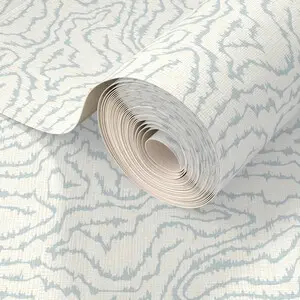 Spoonflower Heatwave Soft On White 100% Natural Sisal Grasscloth Wallcovering - Blue