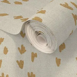 Spoonflower Rustic Farmhouse Mudcloth 100% Natural Sisal Grasscloth Wallcovering - Beige,orange