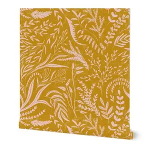 Spoonflower Gabriella Mustard With Candy 100% Natural Sisal Grasscloth Wallcovering