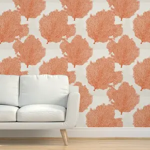 Spoonflower Fan Coral 100% Natural Sisal Grasscloth Wallcovering